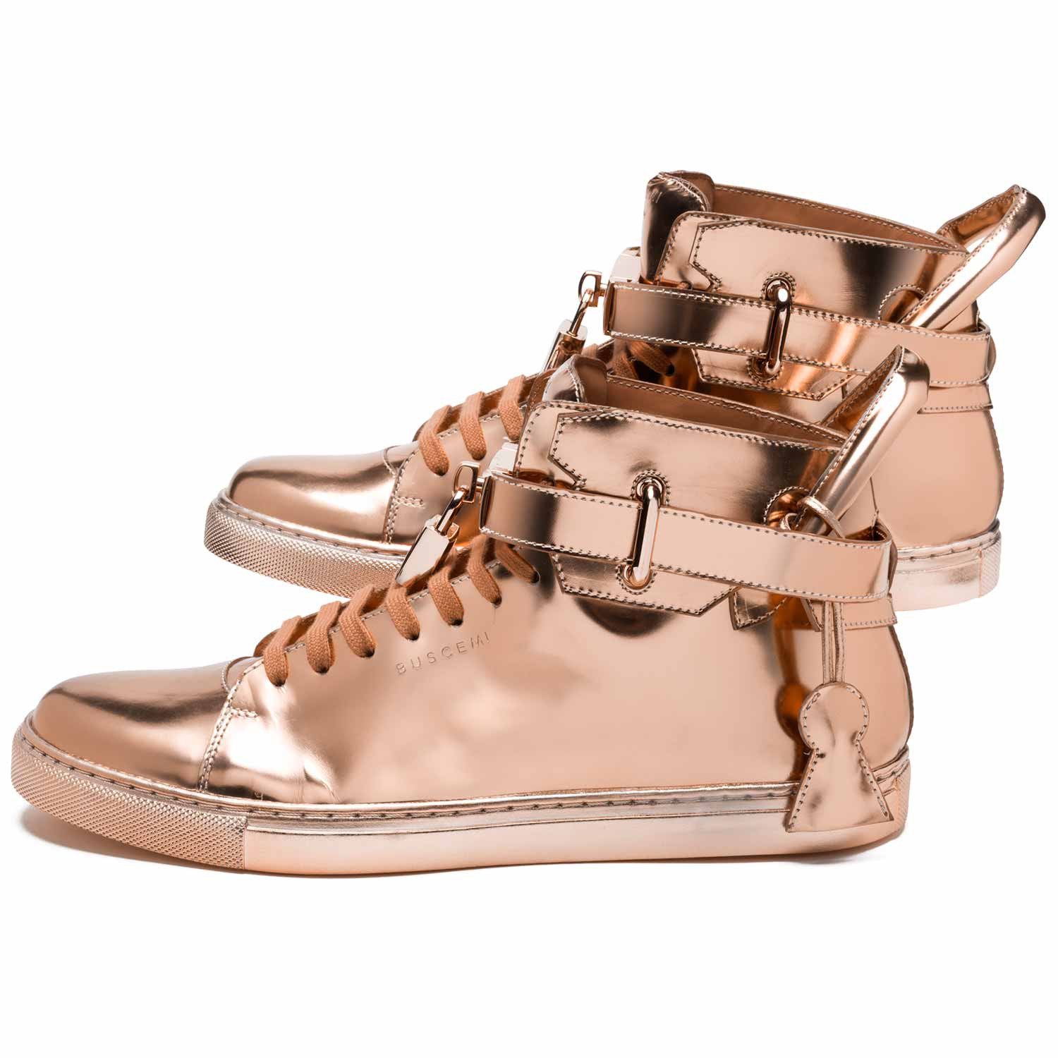 Buscemi 100mm High Top Rose Gold Sneaker